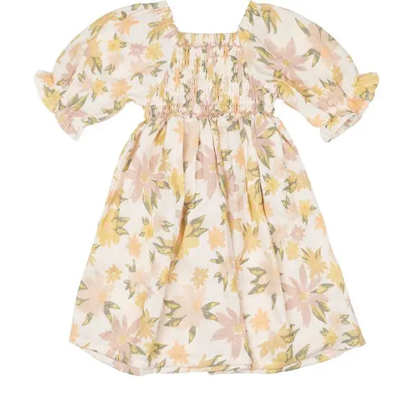 WILD WAWA Ivy Smocked Cotton Dress - Mauve Meadow