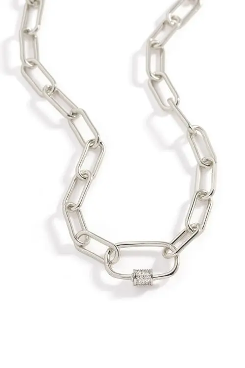 MINT & LILY Link Chain Necklace With Carabiner Clasp - Silver