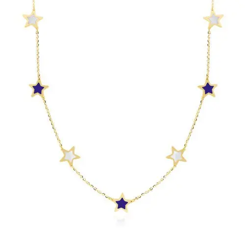 THE LOVERY FINE JEWELRY Star Station Necklace - Lapis And Mother Of Pearl