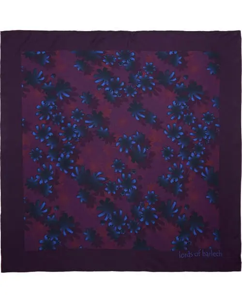 LORDS OF HARLECH Sofia Silk Scarf - Rambla Floral Plum