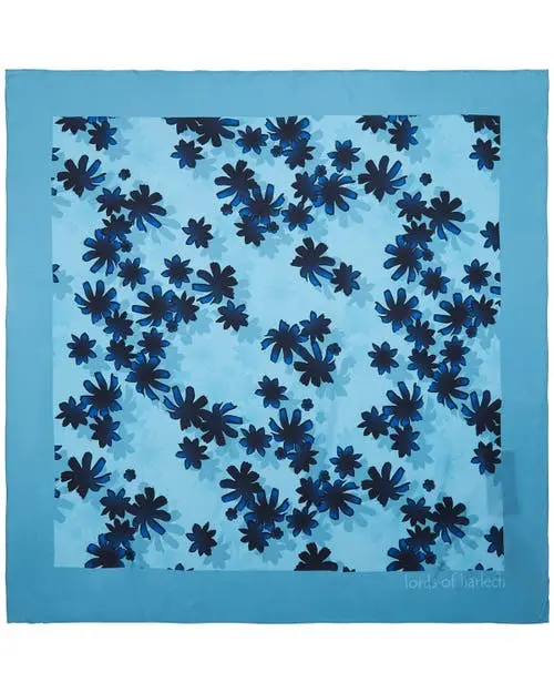 LORDS OF HARLECH Sofia Silk Scarf - Rambla Floral Teal