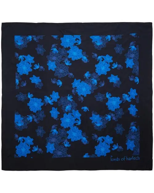 LORDS OF HARLECH Sofia Silk Scarf - Softbloom Navy