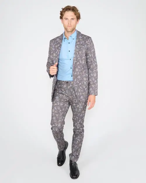 LORDS OF HARLECH Hadrian Stretch Cotton Blazer - Madrid Paisley Smoke