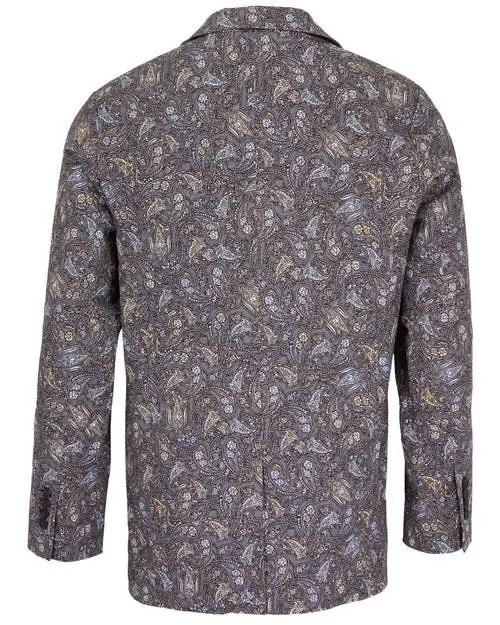 LORDS OF HARLECH Hadrian Stretch Cotton Blazer - Madrid Paisley Smoke