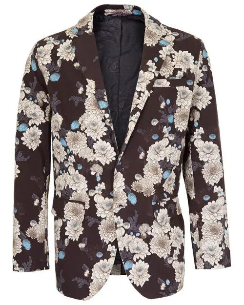 LORDS OF HARLECH Hadrian Stretch Cotton Blazer - Serious Floral Black