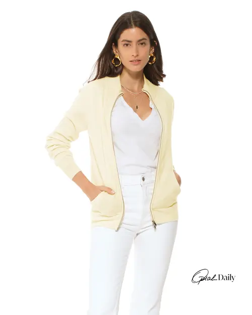 MONTICELLI CASHMERE Pure Cashmere Double-slider Zip Cardigan - Butter Yellow