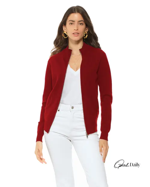 MONTICELLI CASHMERE Pure Cashmere Double-slider Zip Cardigan - Chianti
