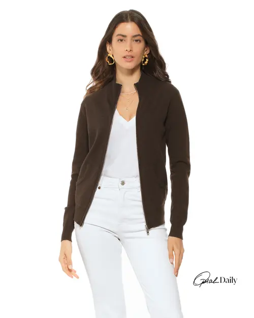 MONTICELLI CASHMERE Pure Cashmere Double-slider Zip Cardigan - Coffee