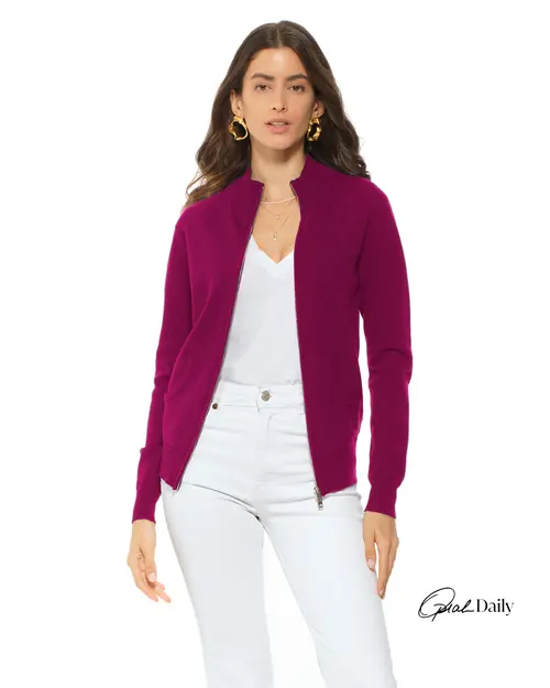 MONTICELLI CASHMERE Pure Cashmere Double-slider Zip Cardigan - Magenta