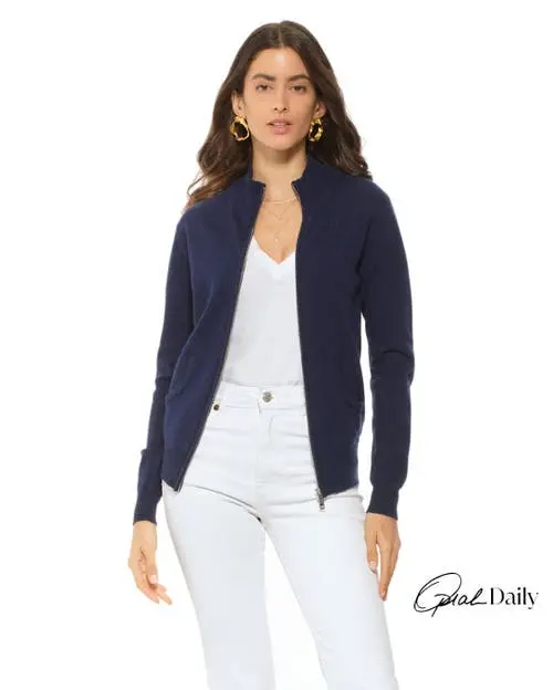 MONTICELLI CASHMERE Pure Cashmere Double-slider Zip Cardigan - Melange Blue