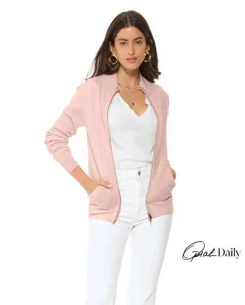 MONTICELLI CASHMERE Pure Cashmere Double-slider Zip Cardigan - Peach