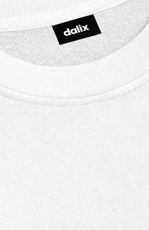DALIX Relaxed Fit Fleece Pullover Sweatshirt - White