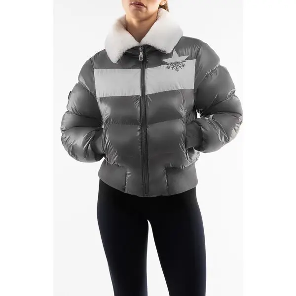 MALIBU SKI CLUB Apres Slick Bomber Jacket - Grey