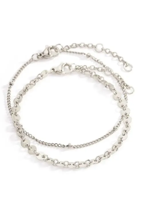 MINT & LILY Poppy Stacking Bracelet Set - Silver
