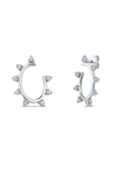 SEED2STONE Spiky Oval Diamond Hoop Earrings - Silver