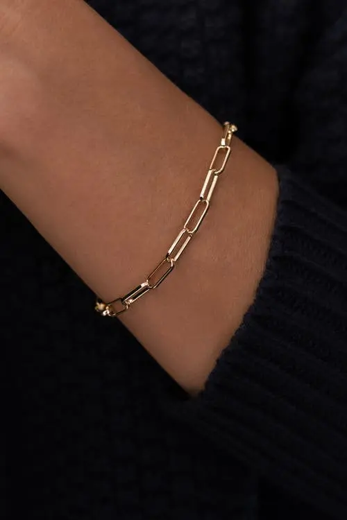 MINT & LILY Open Link Paperclip Chain Bracelet - 18k Gold Plated