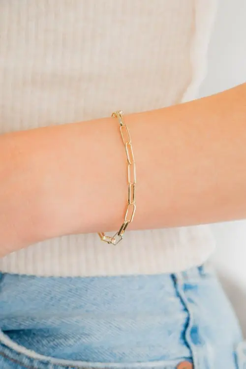 MINT & LILY Open Link Paperclip Chain Bracelet - 18k Gold Plated