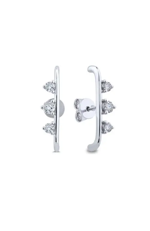 SEED2STONE Vertical Diamond Ear Crawlers - Silver