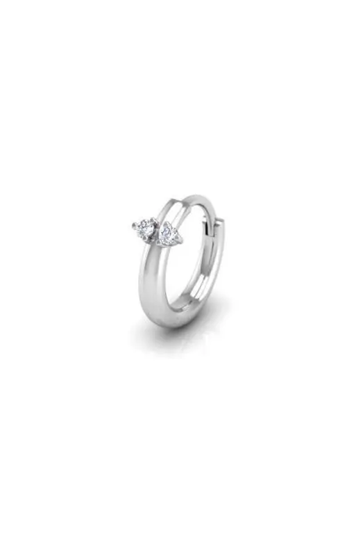 SEED2STONE Twin Diamond Single Hoop Earring - Silver