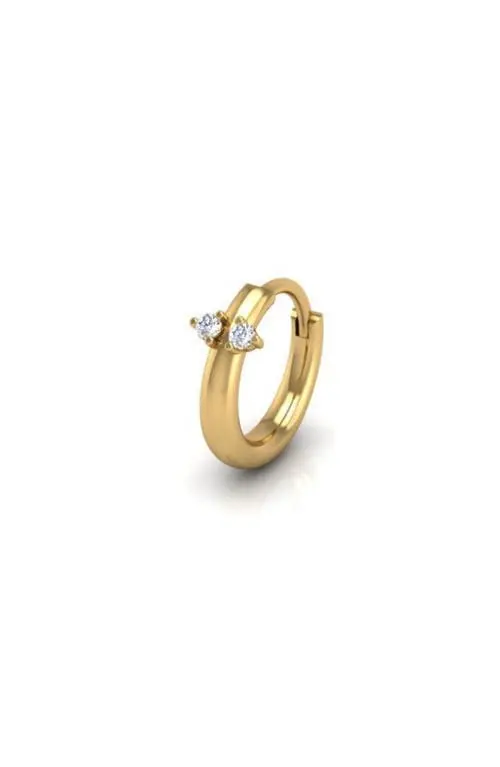 SEED2STONE Twin Diamond Single Hoop Earring - Yellow Gold