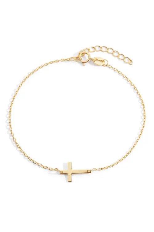 MINT & LILY Cross Charm Bracelet - 18k Gold Over Sterling Silver