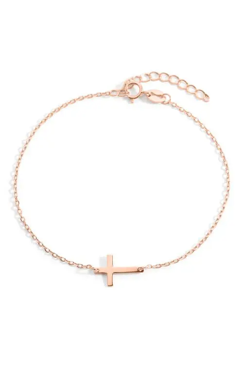MINT & LILY Cross Charm Bracelet - Rose Gold Over Sterling Silver