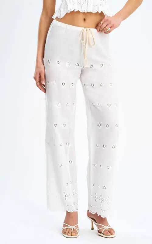 MISS CIRCLE Eyelet Straight Leg Pant
