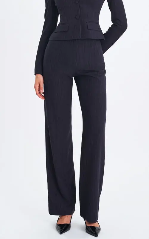 MISS CIRCLE NEW YORK High-waisted Striped Straight Leg Pant