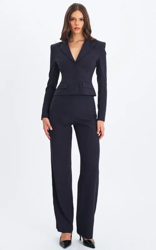 MISS CIRCLE NEW YORK High-waisted Striped Straight Leg Pant