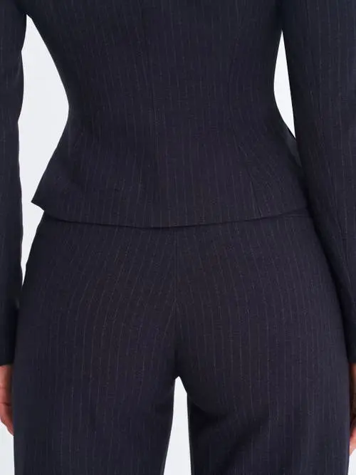 MISS CIRCLE NEW YORK High-waisted Striped Straight Leg Pant