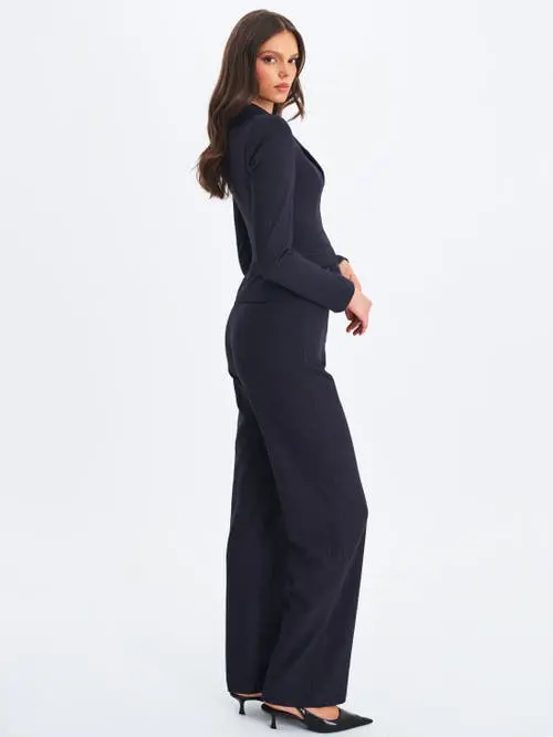 MISS CIRCLE NEW YORK High-waisted Striped Straight Leg Pant
