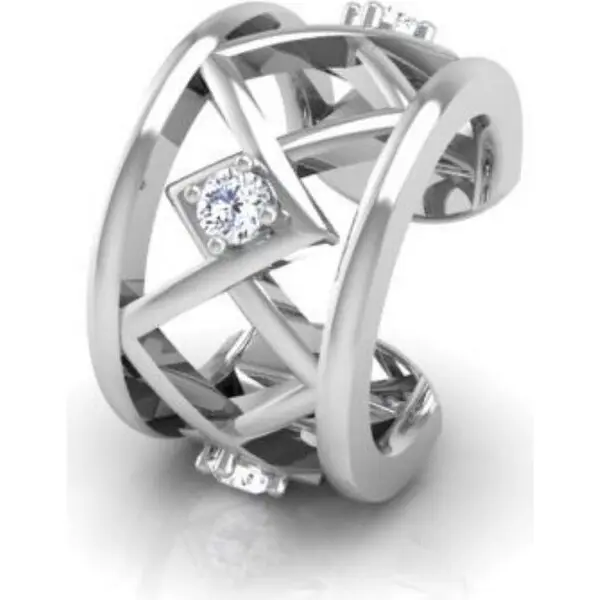 SEED2STONE Criss Cross Diamond Ear Cuff - Silver