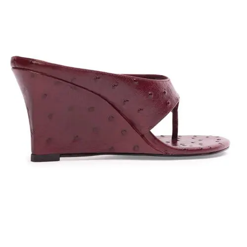 BLACK SUEDE STUDIO Mac 70 Wedge - Ruby Ostrich Leather