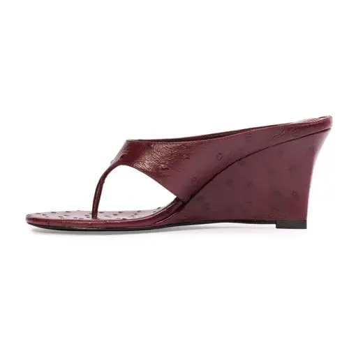 BLACK SUEDE STUDIO Mac 70 Wedge - Ruby Ostrich Leather