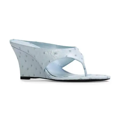 BLACK SUEDE STUDIO Mac 70 Wedge - Sky Ostrich Leather
