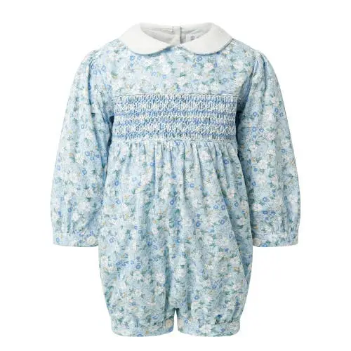 RACHEL RILEY Floral Smocked Babysuit - Blue