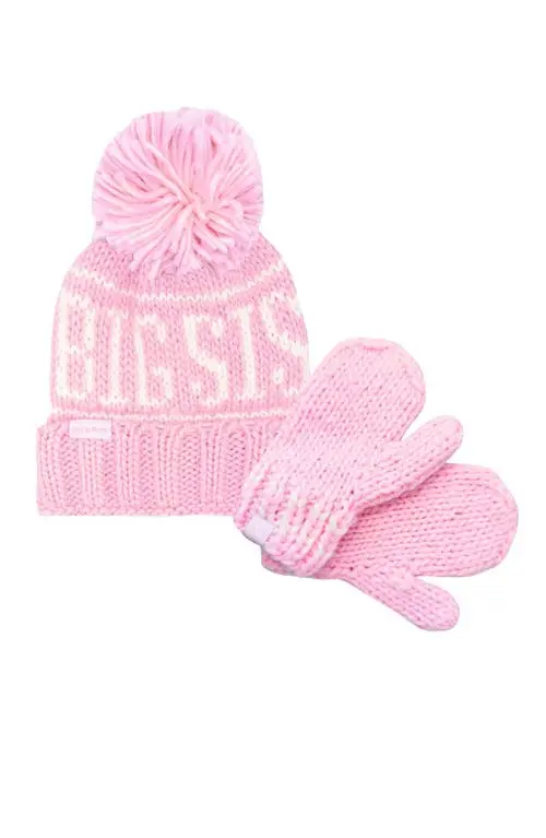 BITS & BOWS Beanie Hat And Mittens Set - Pink
