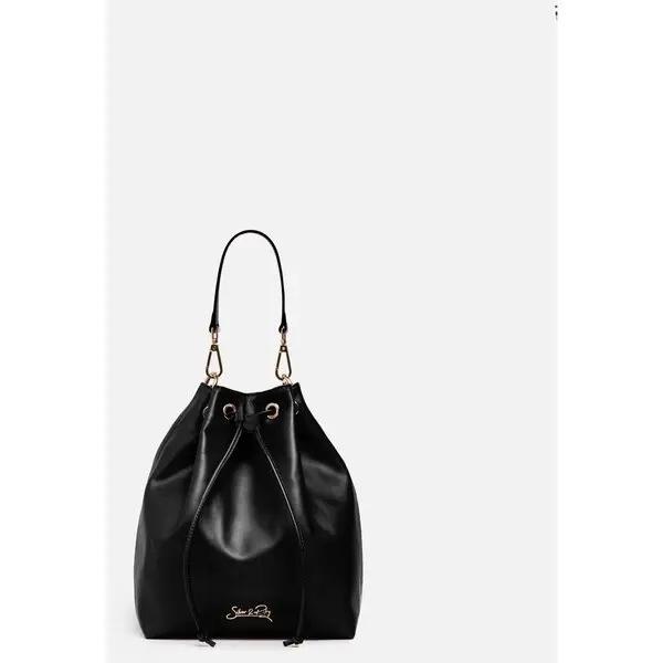 SILVER & RILEY Madison Drawstring Leather Bucket Bag