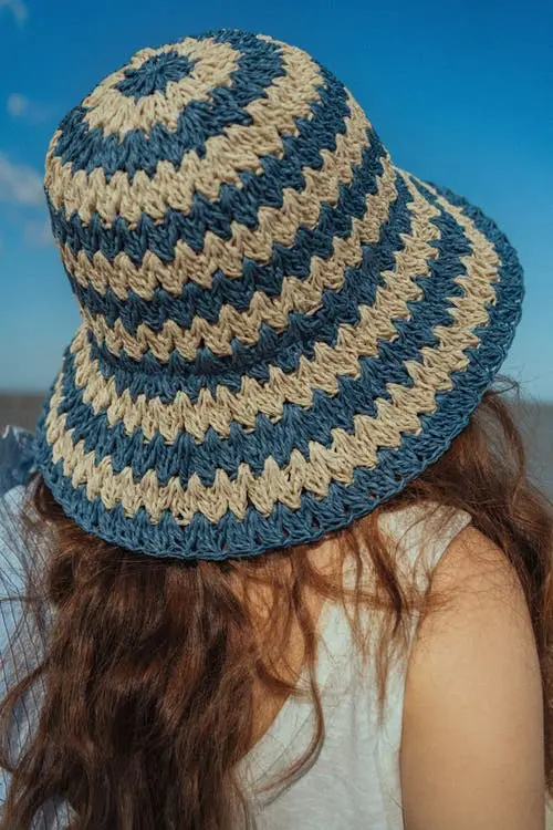 LOST PATTERN Linea Packable Straw Hat - Blue