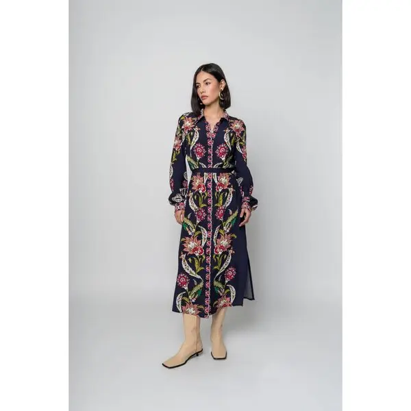 RAISHMA Remy Floral-paisley Print Shirt Dress