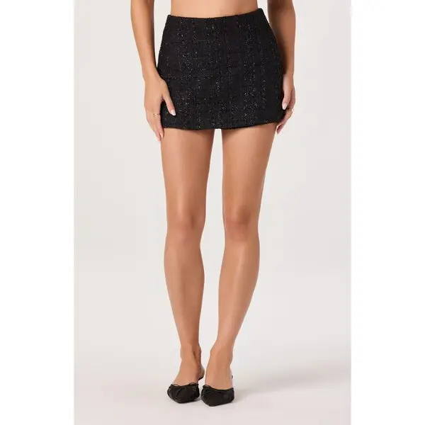 Astr The Label Metallic Tweed Mini Skort