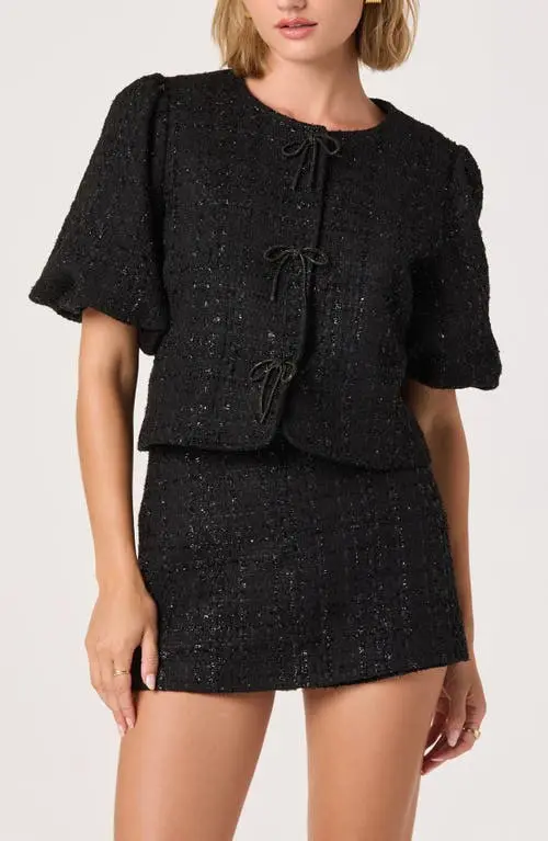 Astr The Label Metallic Tweed Mini Skort