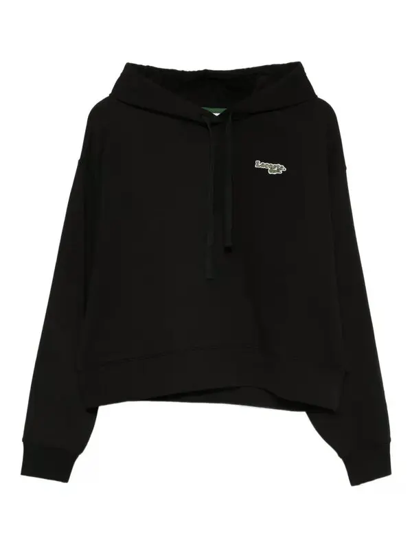 Lacoste Drawstring Hooded Sweatshirt - Black
