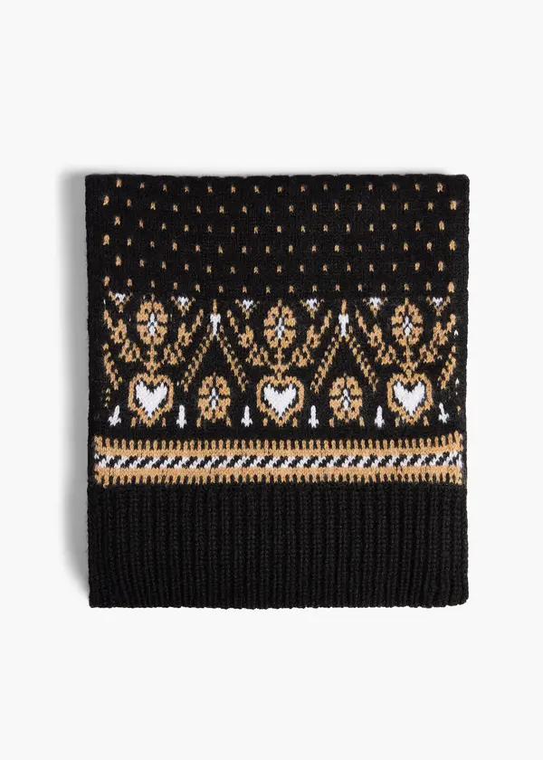 Khaite Lucrene Scarf In Black And Camel Multi - Black / Camel Multi