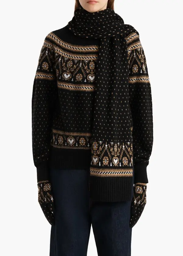 Khaite Lucrene Scarf - Black / Camel Multi