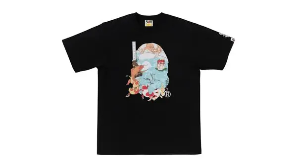 A BATHING APE X Ukiyoe Ape Head 4 Tee Shirt - Black
