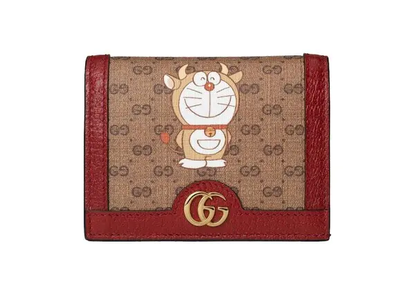 Gucci X Doraemon Card Case - Beige/red