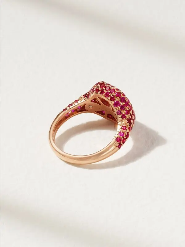 Shay 18-karat Rose Ruby Signet Ring - Gold