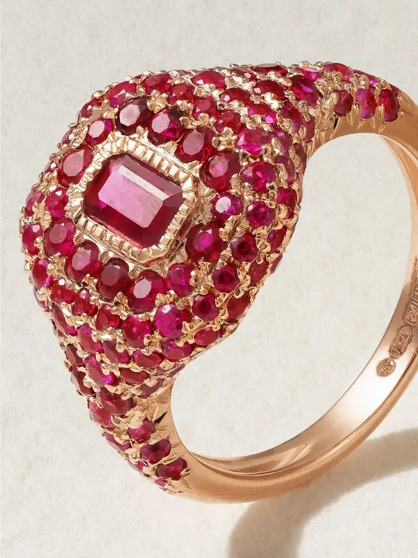 Shay 18-karat Rose Ruby Signet Ring - Gold