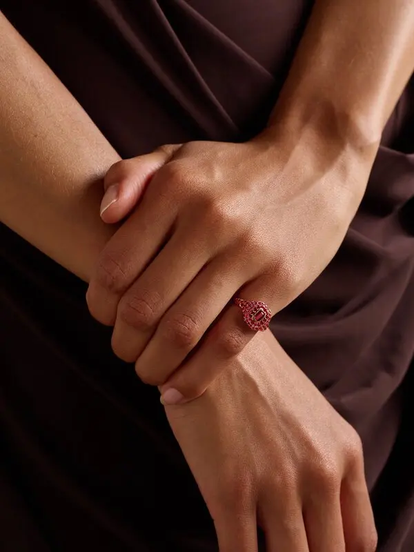 Shay 18-karat Rose Ruby Signet Ring